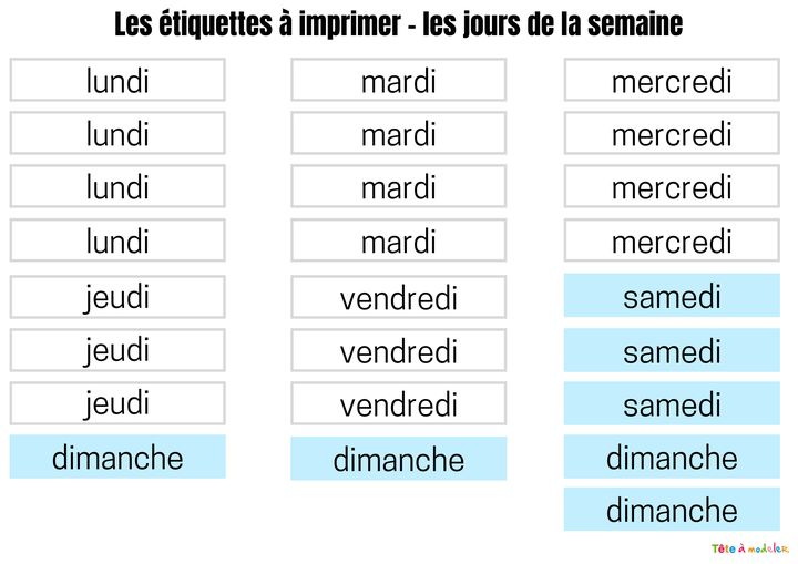 Outils STRUCTURATION du TEMPS : Planning à la semaine, au mois, à l ...