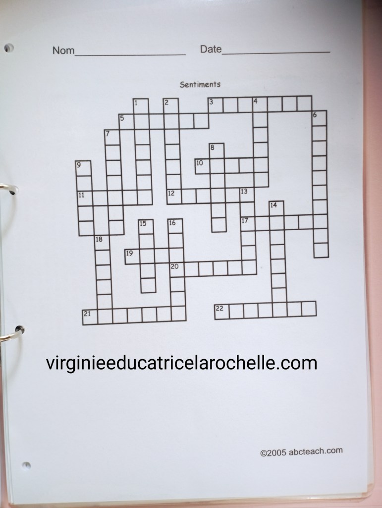 Outils EMOTIONS 6: JEUX DE LETTRES: mots croisés, mots mêlés, petit bac ...